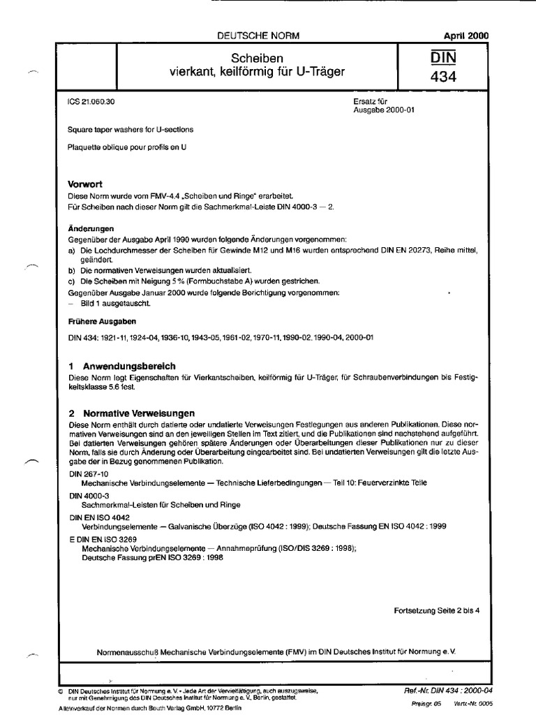 Din 434 2000 Njem Kvadratne Podloke Za U Profile Compress | PDF