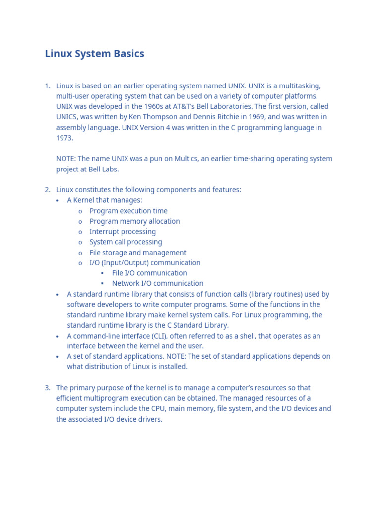 01 Linux System Basics | PDF | Operating System | Kernel (Operating System)