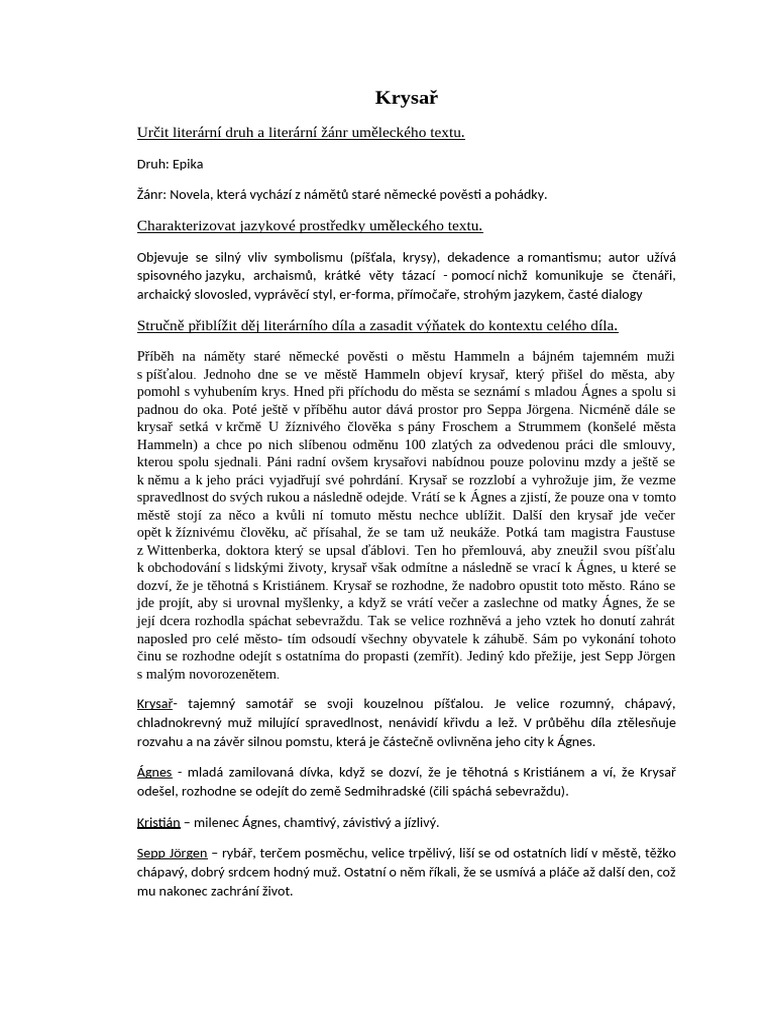 Krysař - Viktor Dyk | PDF