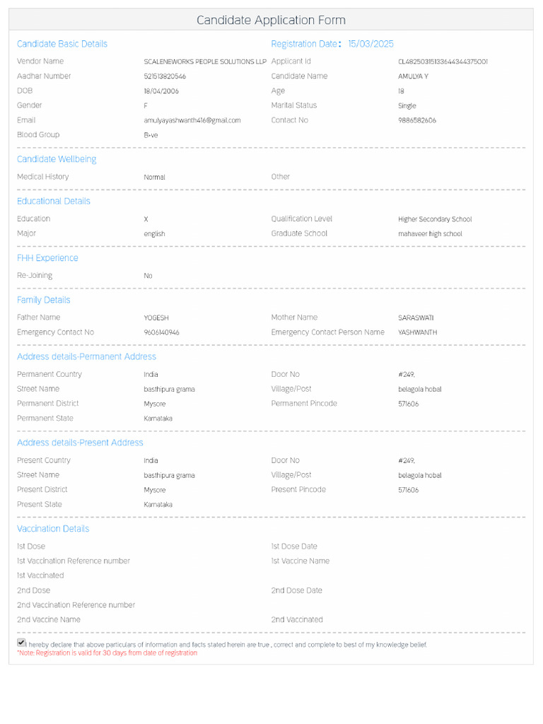 Candidate Application Form | PDF