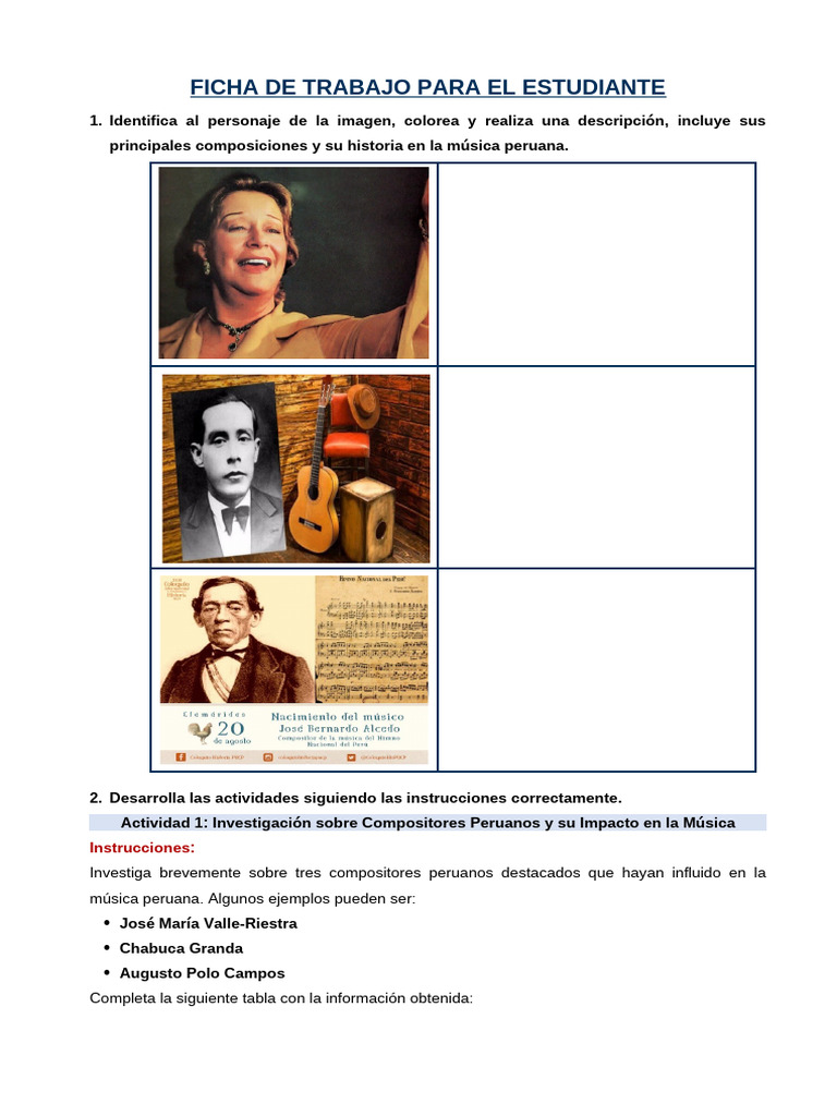 Tres Compositores Peruanos Destacados | PDF | Composiciones Musicales ...