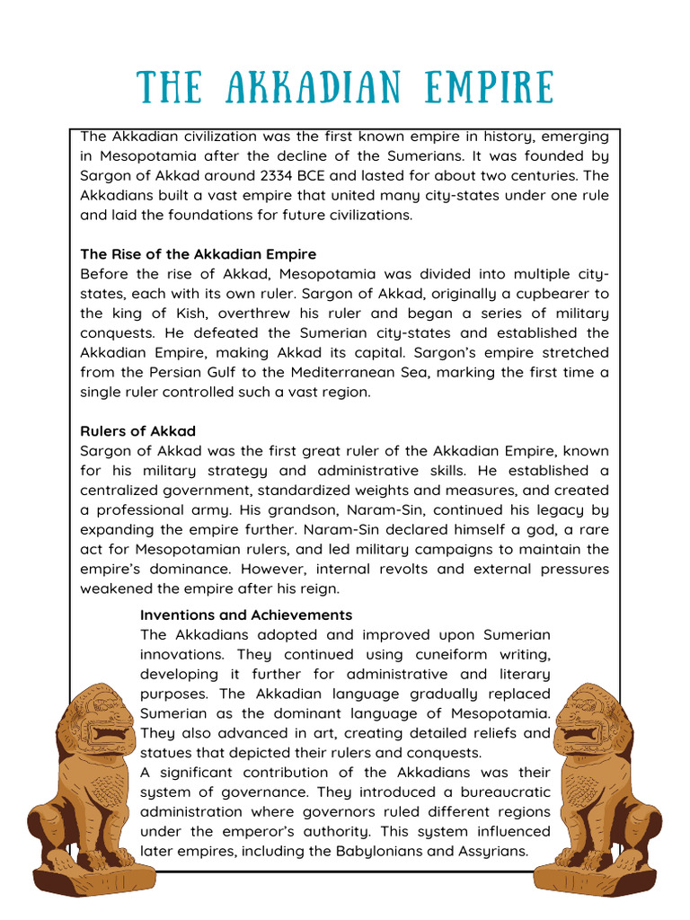 Akkadian Empire Worksheet | PDF | Mesopotamia | 3rd Millennium Bc