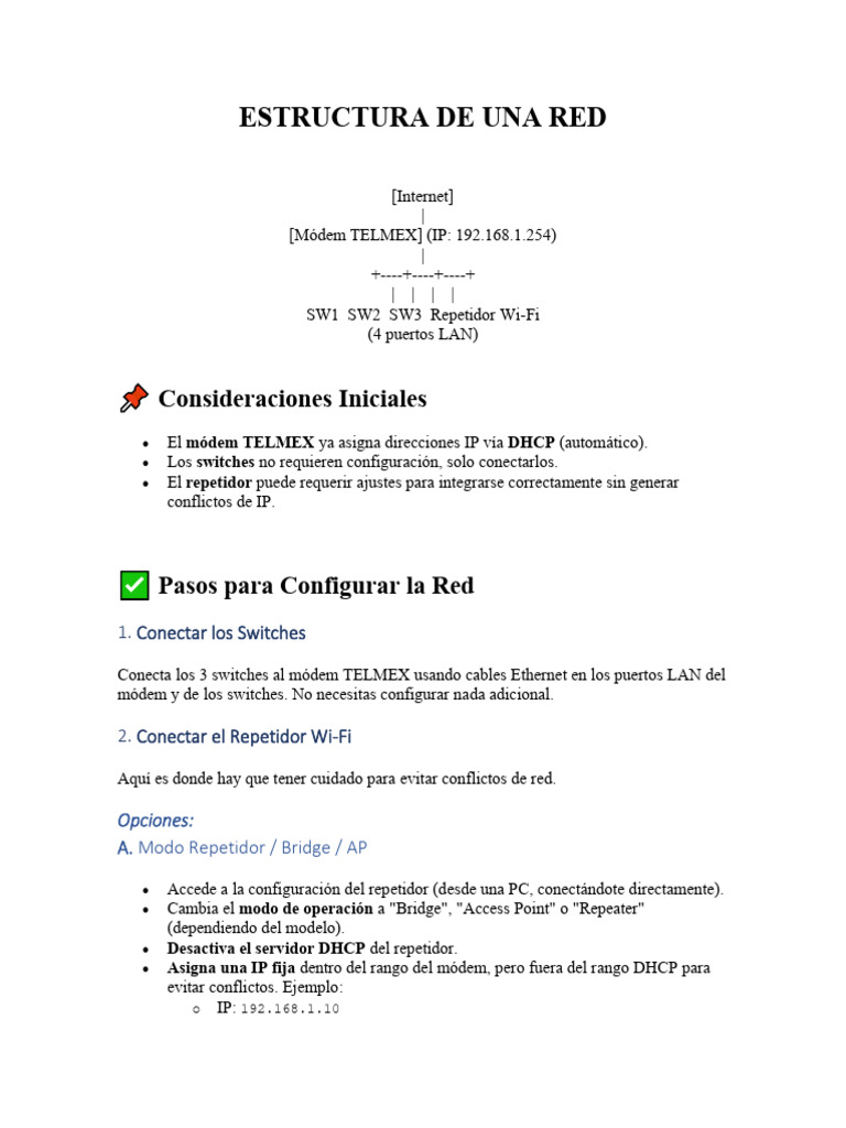 ESTRUCTURA DE UNA RED | PDF | Dirección IP | Red de computadoras
