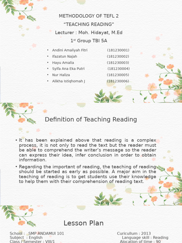 Lesson Plan Group 1 Tefl | PDF | Cakes | Teachers