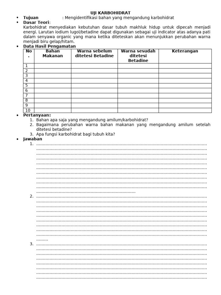 Uji Karbohidrat | PDF