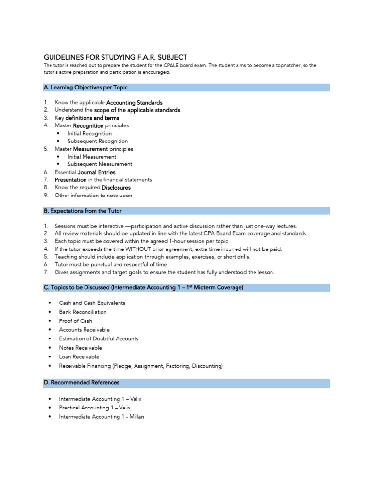 Tutor Guidelines - Far | PDF