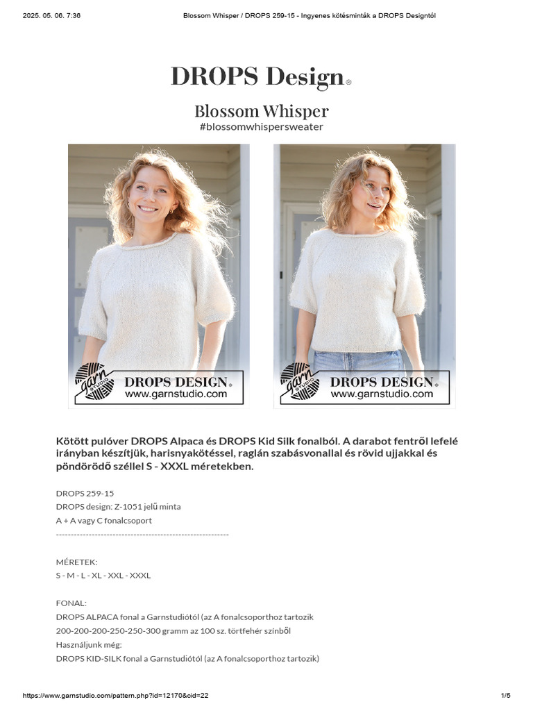 Blossom Whisper - DROPS 259-15 - Ingyenes Kötésminták A DROPS Designtól ...