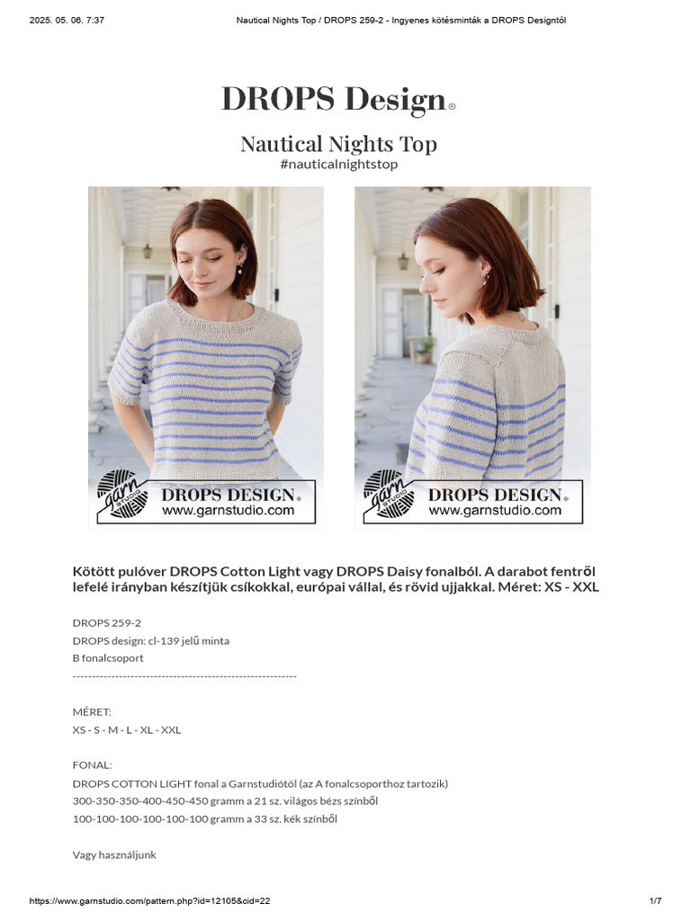 Nautical Nights Top - DROPS 259-2 - Ingyenes Kötésminták A DROPS ...