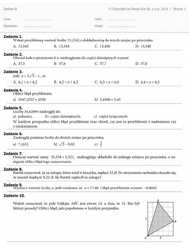 Liczby Rzeczywiste Podstawa cz.2 Zestaw B | PDF