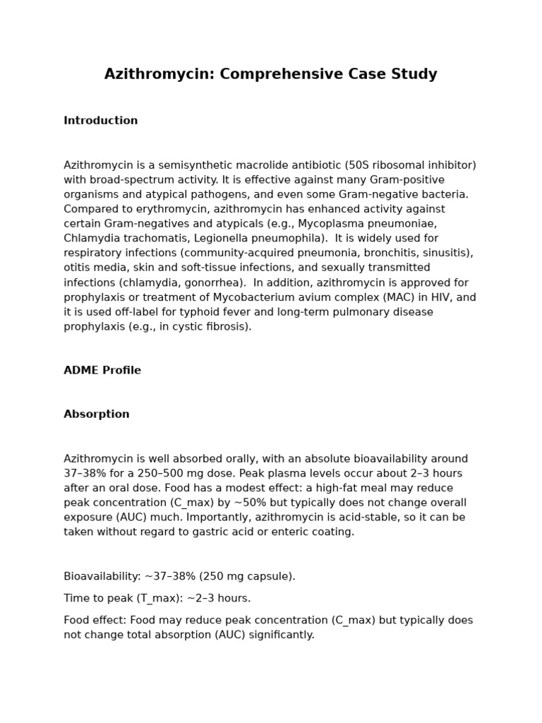 Azithromycin Case Study Overview | PDF | Medical Specialties | Clinical ...