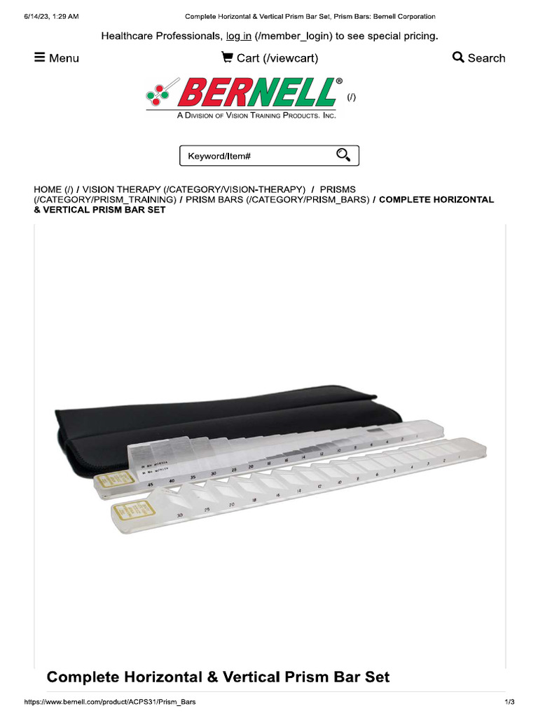 Complete Horizontal & Vertical Prism Bar Set | PDF