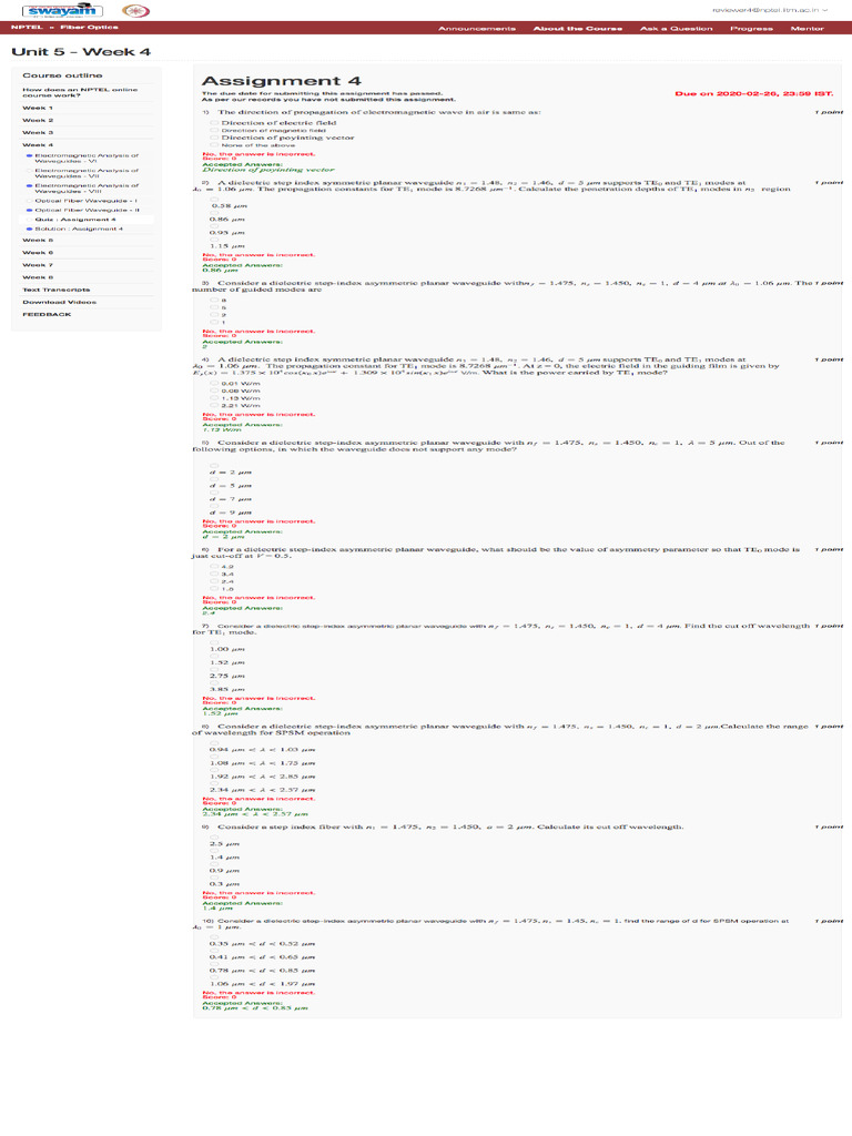 Noc20 ph07 Assigment 4 | PDF