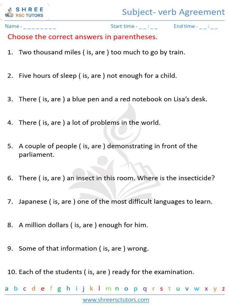 Subject Verb Agreement 1 | PDF