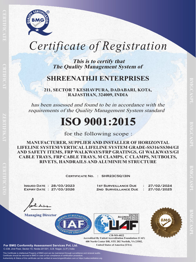 SHREENATHJI ENTERPRISES UAF 9001 | PDF | Business Process | Evaluation ...