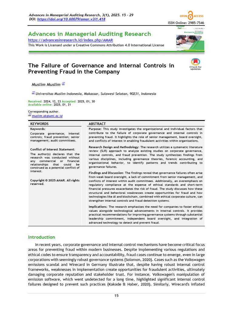 Governance Failures in Fraud Prevention | PDF | Internal Control ...
