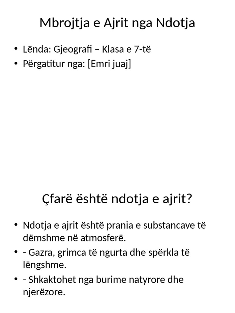 Mbrojtja e Ajrit Gjeografi7 | PDF
