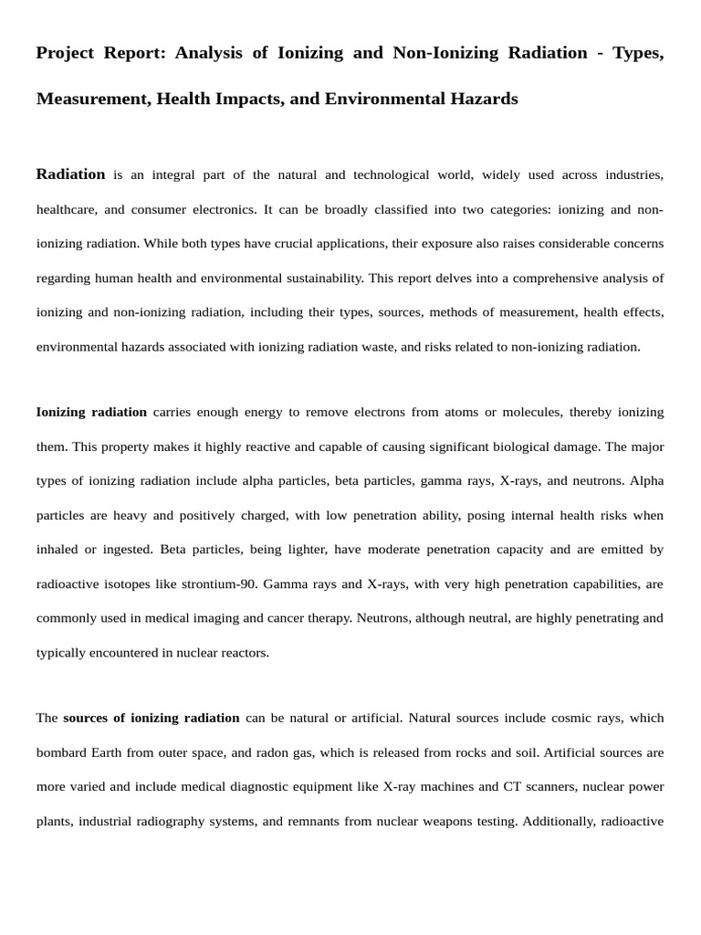 Ankit Environment Project Report | PDF | Ionizing Radiation | Radiation