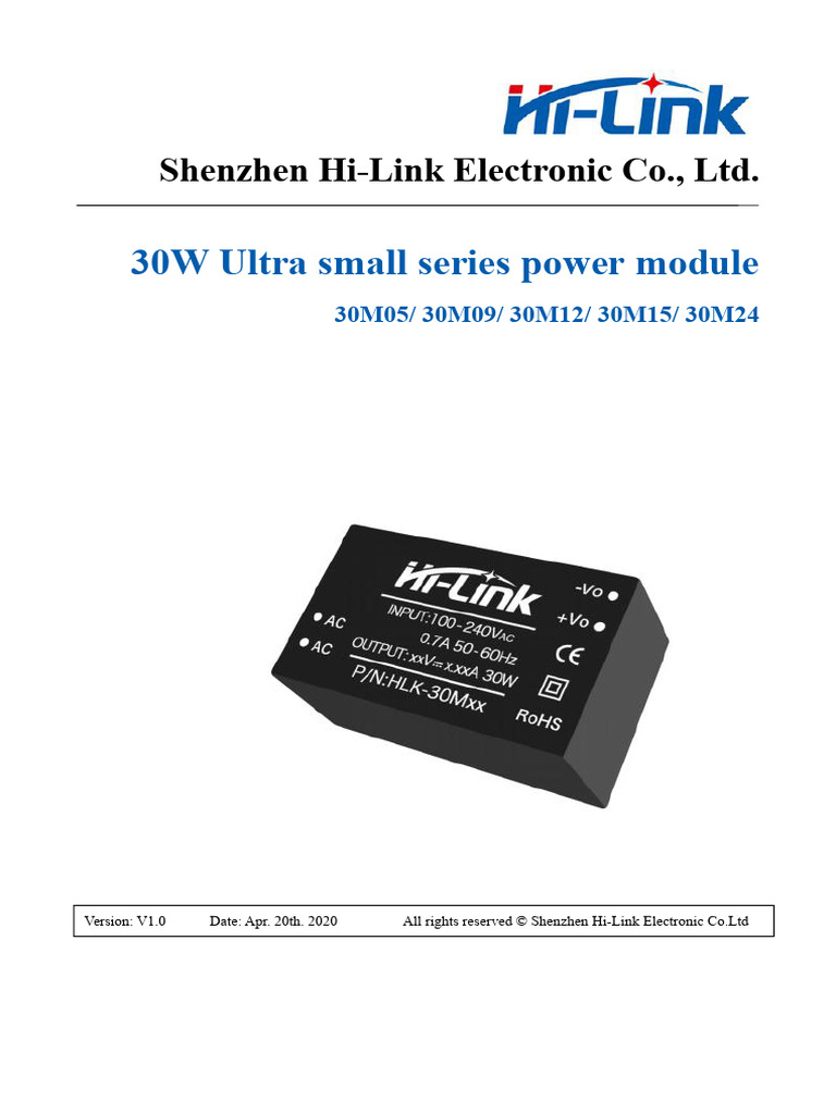 30W Series Ac DC Power Module Datasheet V1.6 | PDF | Electronic ...