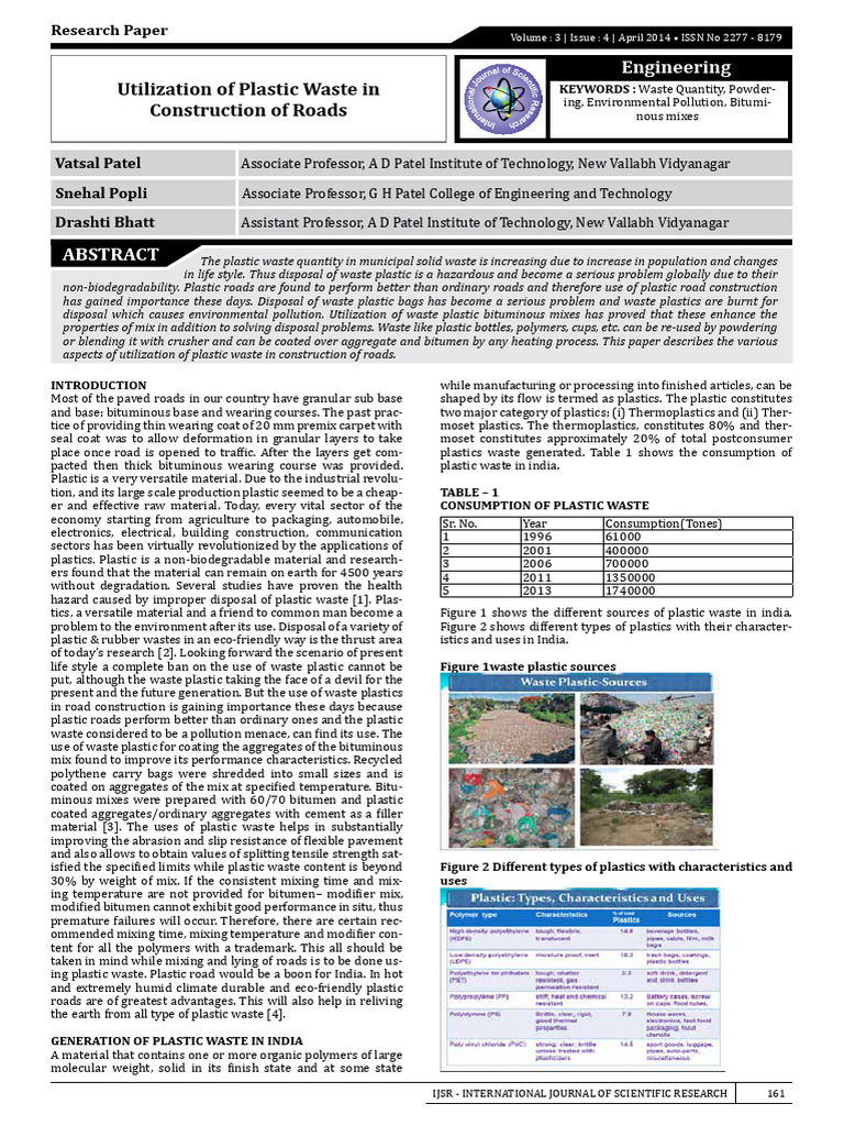 Plastic Waste Utilization in Road Construction | PDF | Plastic | Road ...