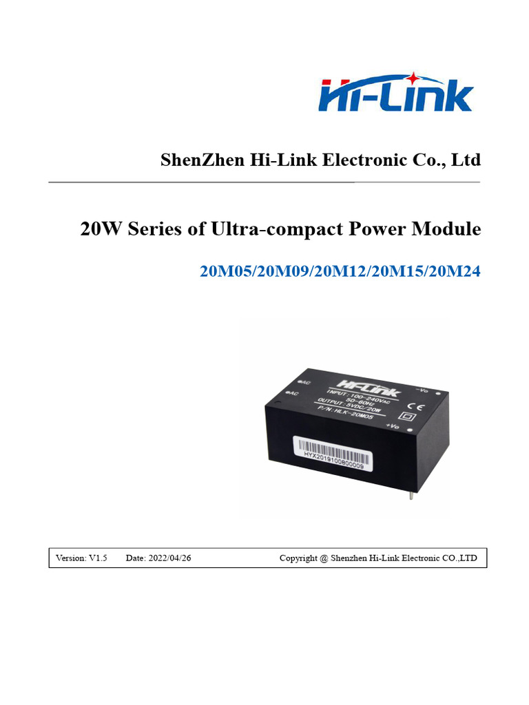 20W Ultra-Compact Power Module Datasheet | PDF | Power Supply ...