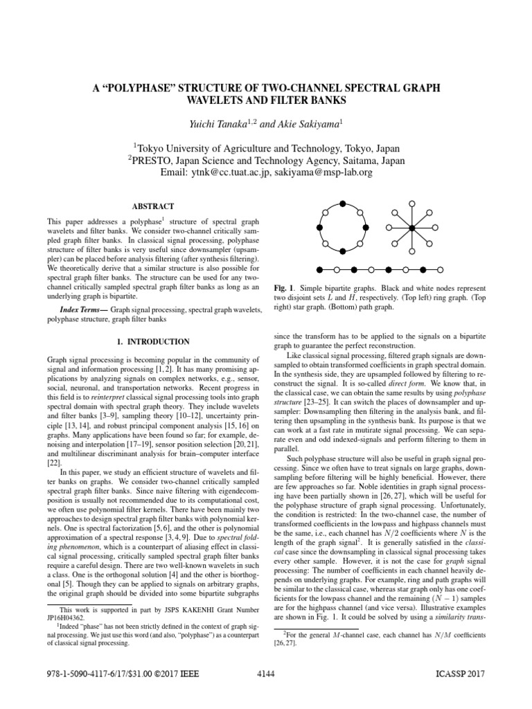A - Polyphase - Structure - of - Two-Channel - Spectral - Graph - Wavelets - and - Filter ...