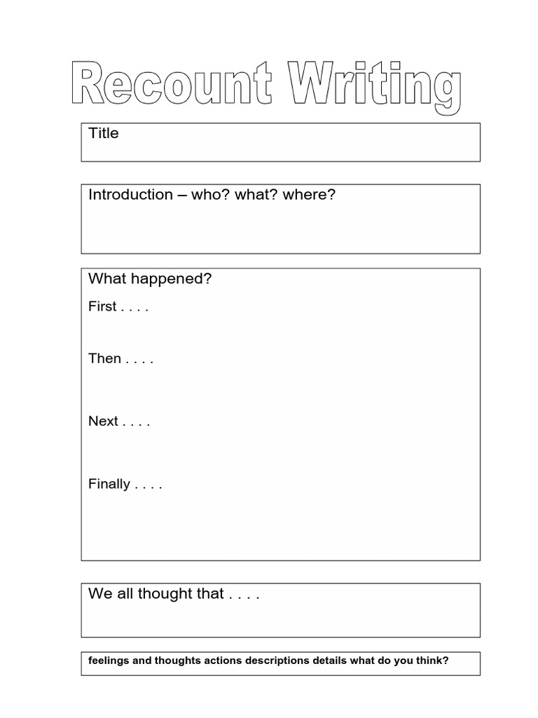 Recount Writing Organiser | PDF