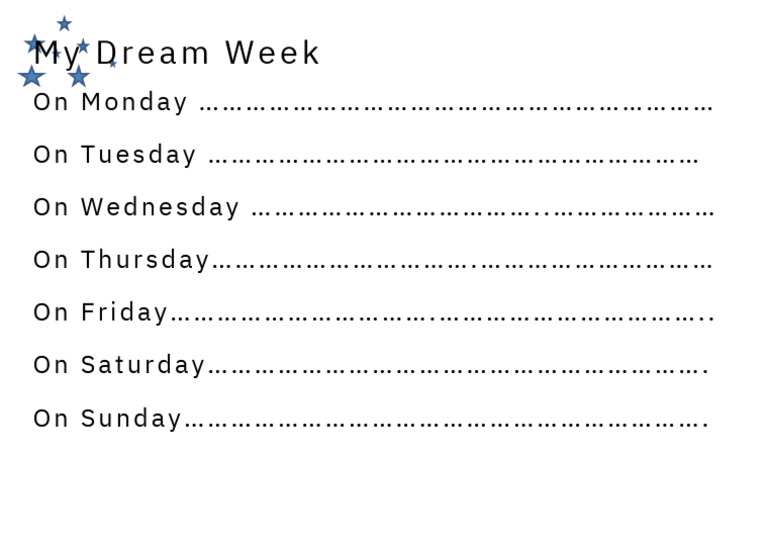My Dream Week Template | PDF