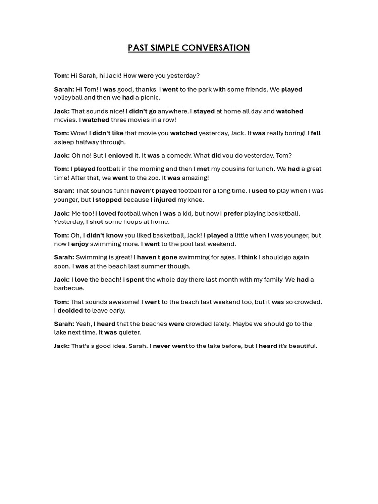 Past Simple Conversation Ok | PDF