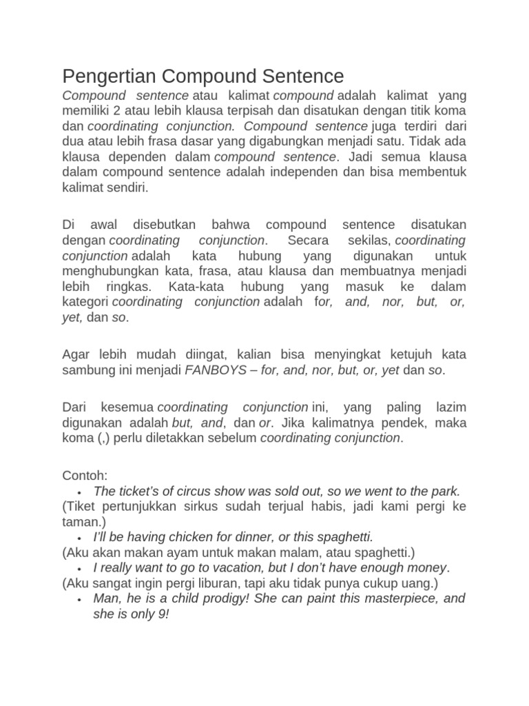 Pengertian Compound Sentence | PDF