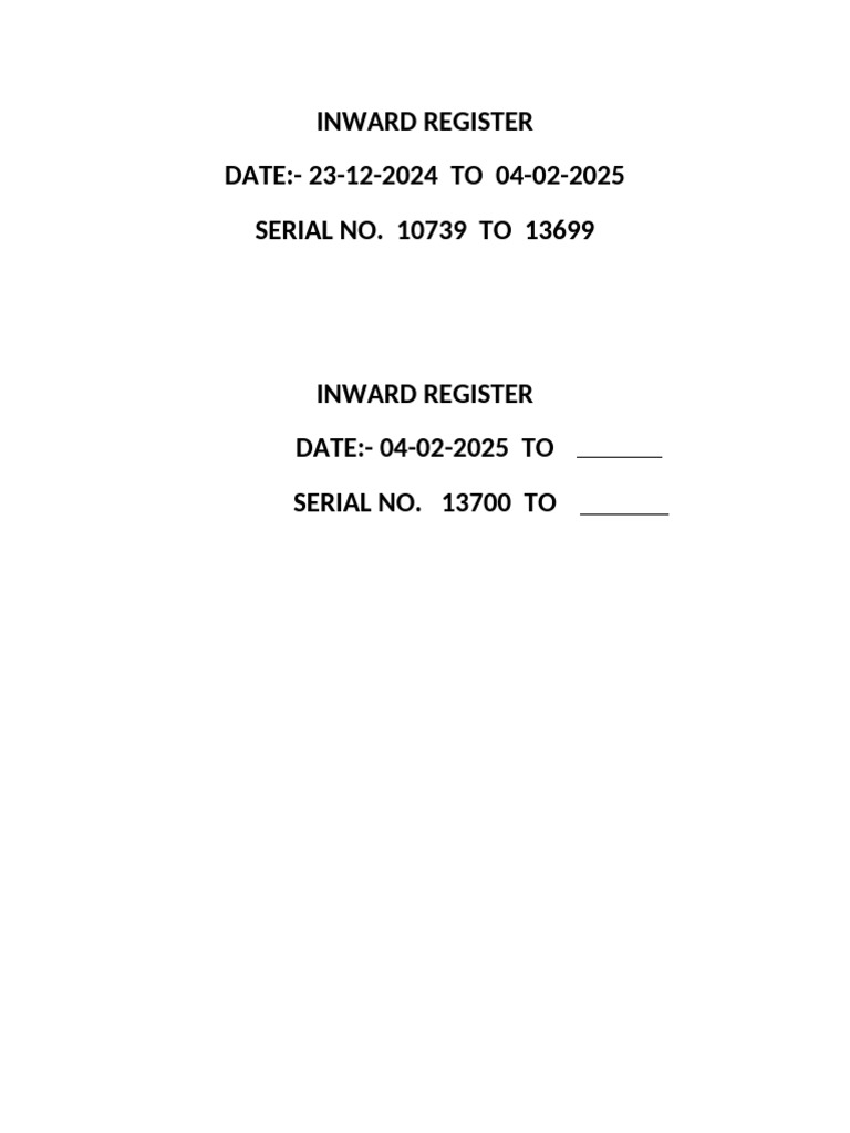 Inward Register | PDF