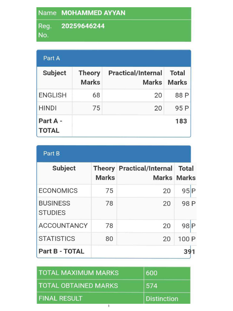 Second Puc Marks Card2025 | PDF