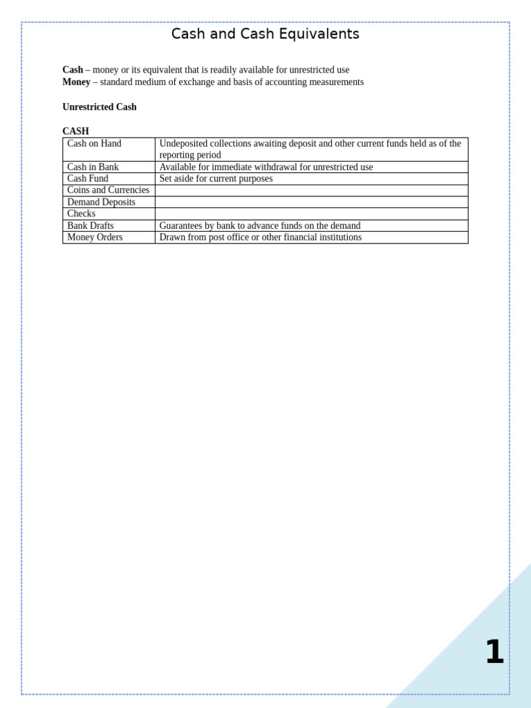 Cash and Cash Equivalents | PDF