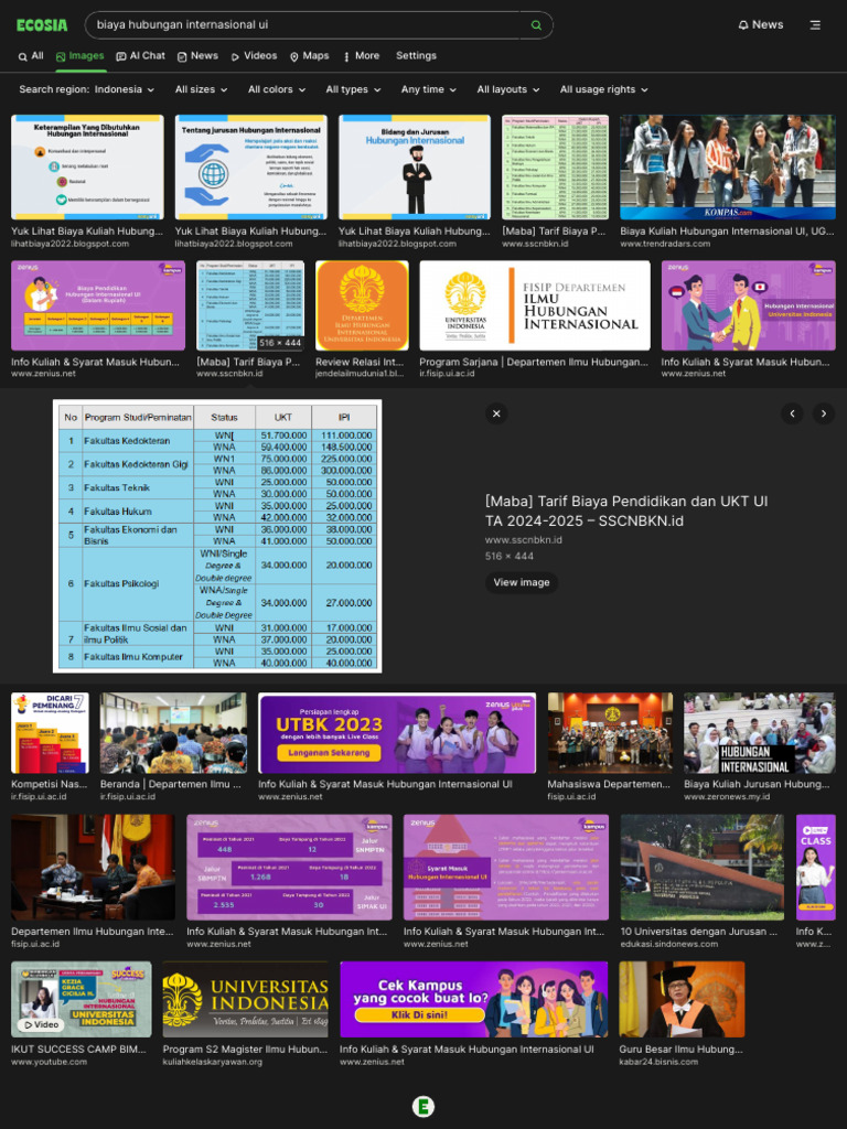 Biaya Hubungan Internasional Ui - Ecosia - Images | PDF