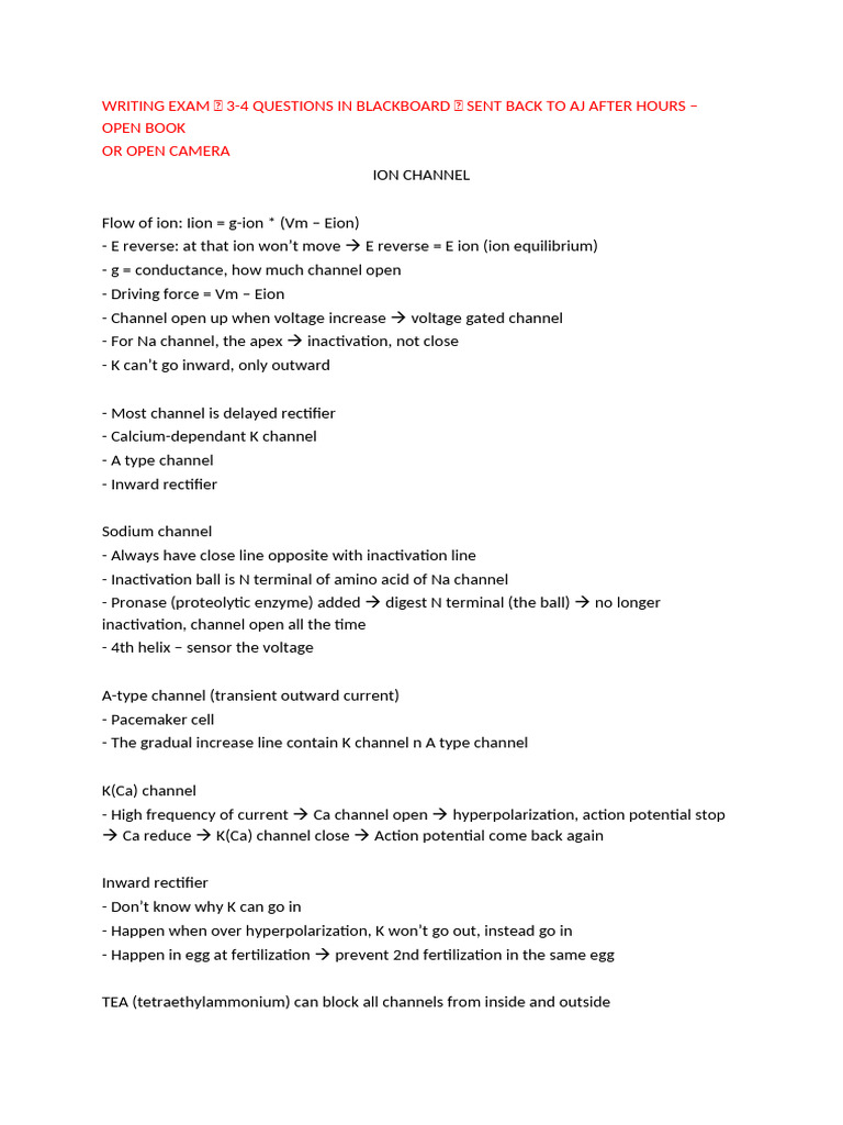 Note - Ion Channel | PDF | Medical Imaging | Physiology