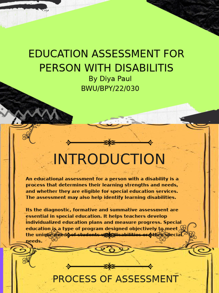 Education ASSESSMENT FOR PERSON WITH DISABILITIS (1) | PDF ...