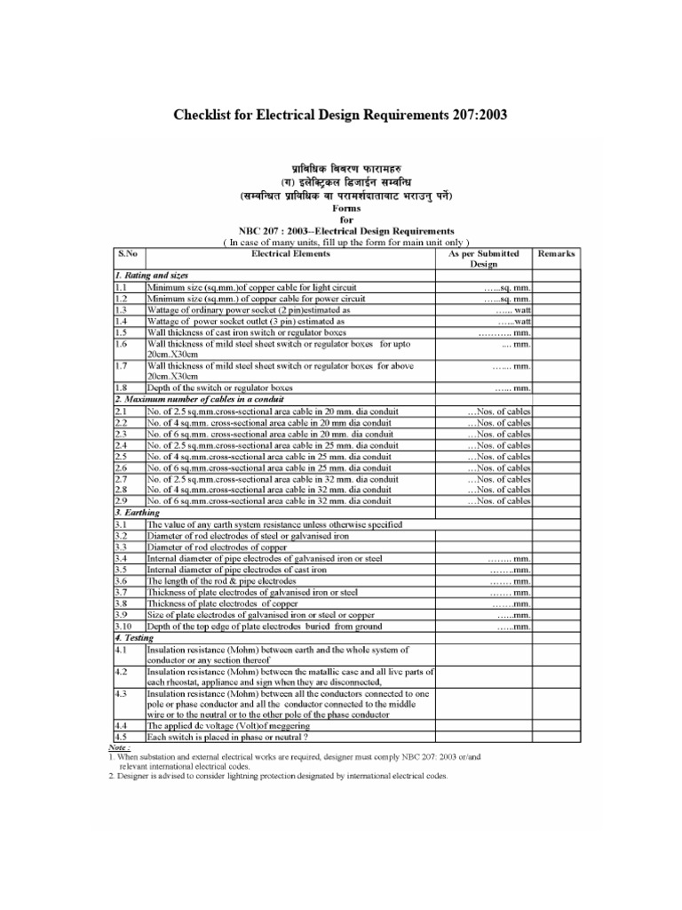 Electrical Checklist - 2080 | PDF