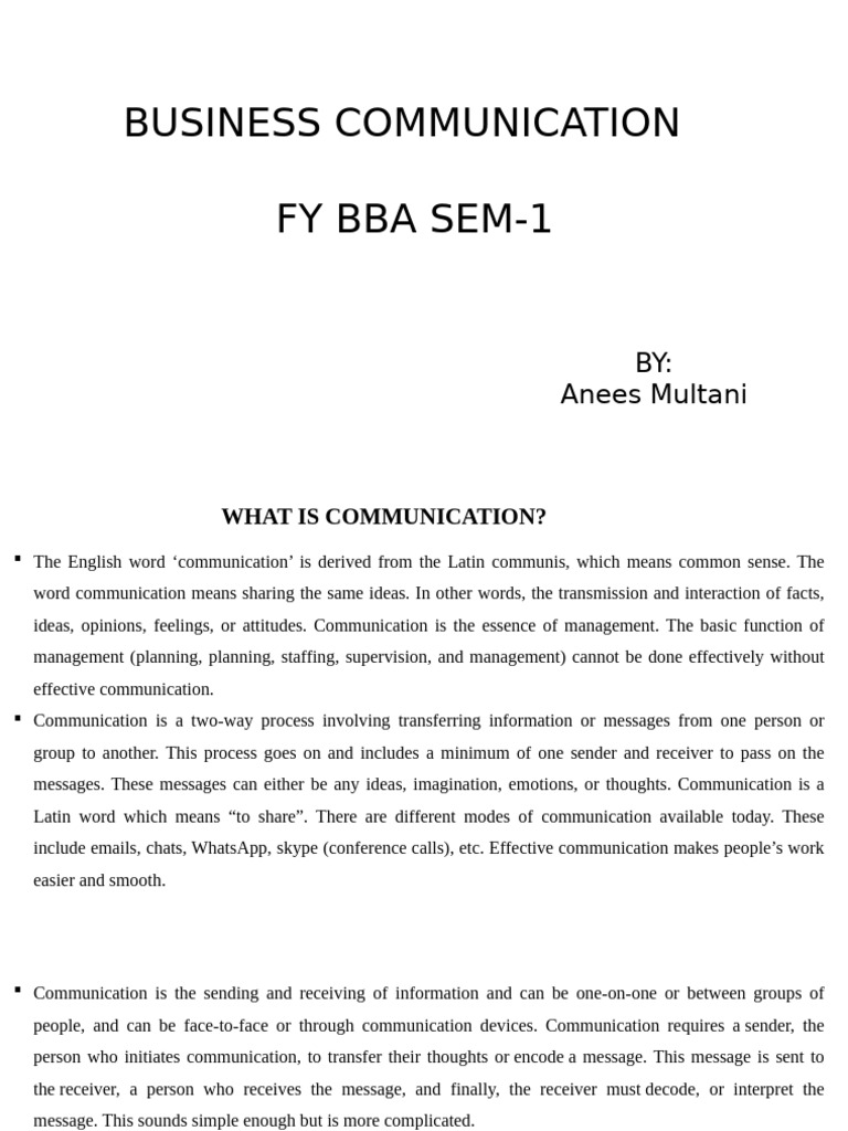 Understanding The Communication UNIT-1 | PDF | Communication | Nonverbal Communication