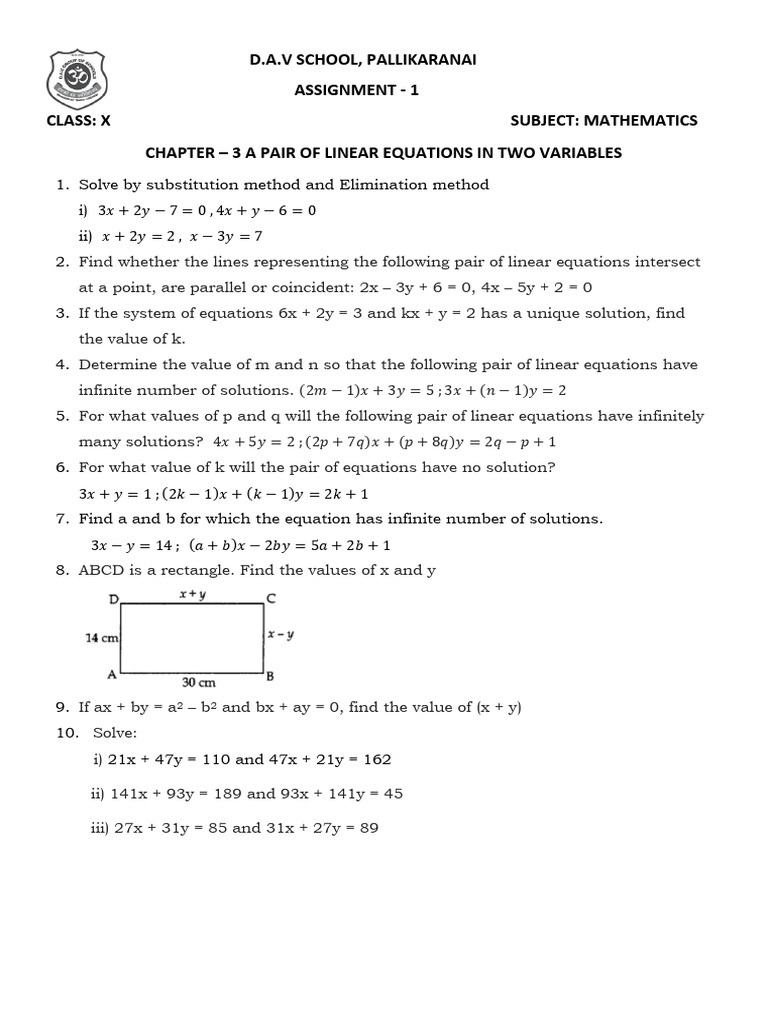 Class-10 Maths Assignment-1 CH-3 | PDF
