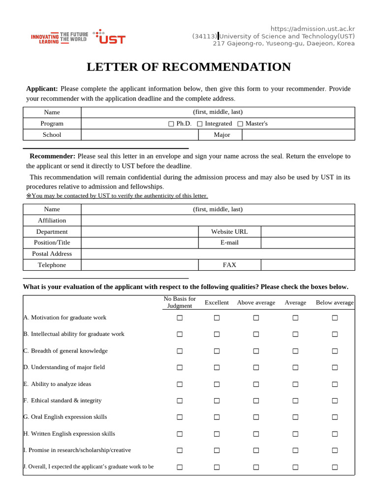 Letter of Recommendation | PDF | Cognition