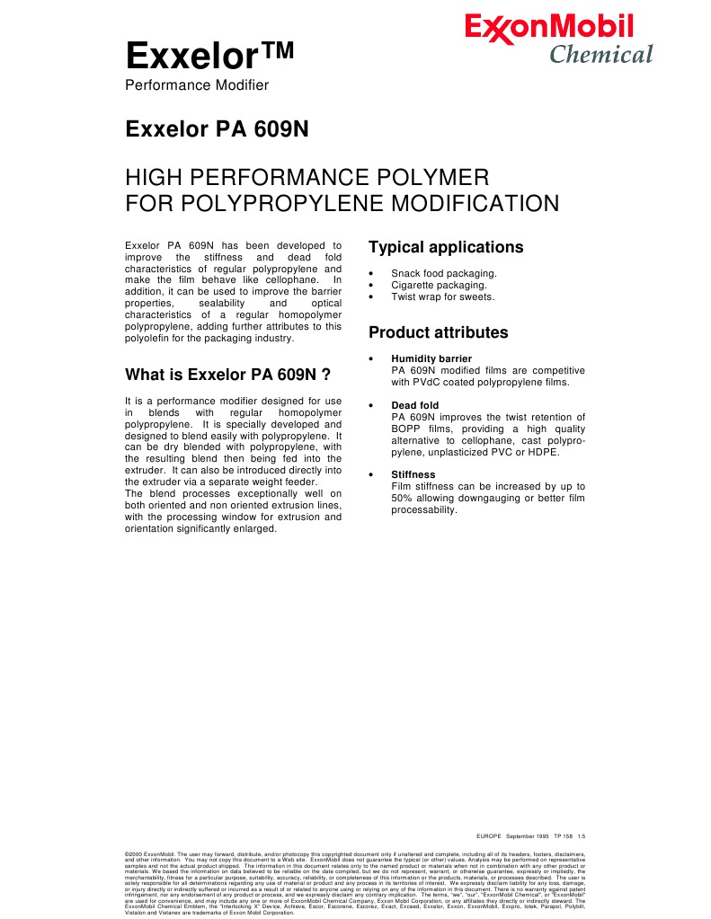 Pa609n tp158 | PDF | Exxon Mobil | Polymers