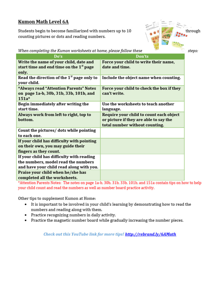 Kumon Math Level 6A Guide | PDF