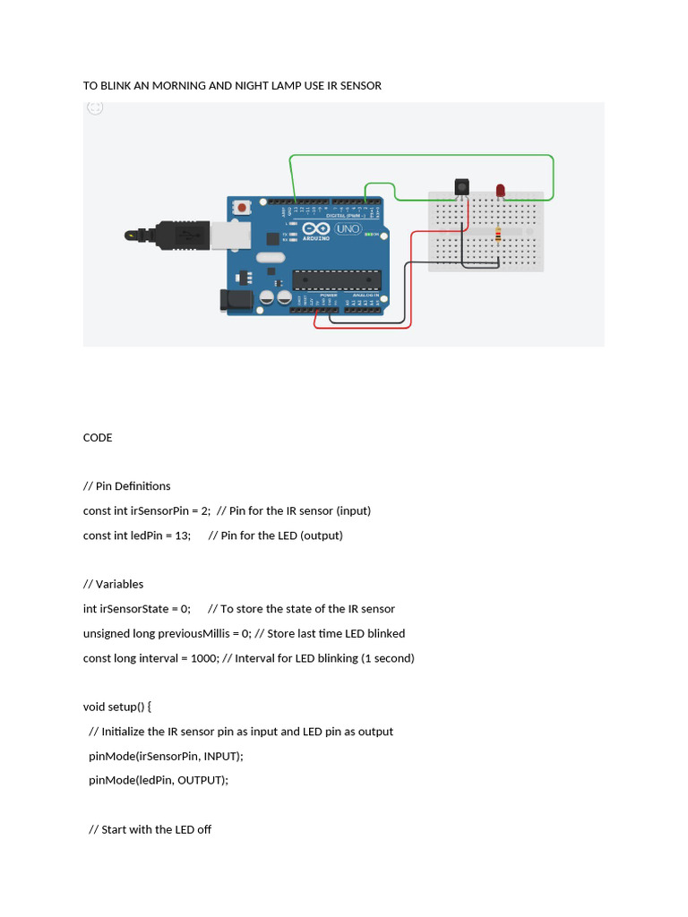 To Blink An Morning and Night Lamp Use Ir Sensor | PDF