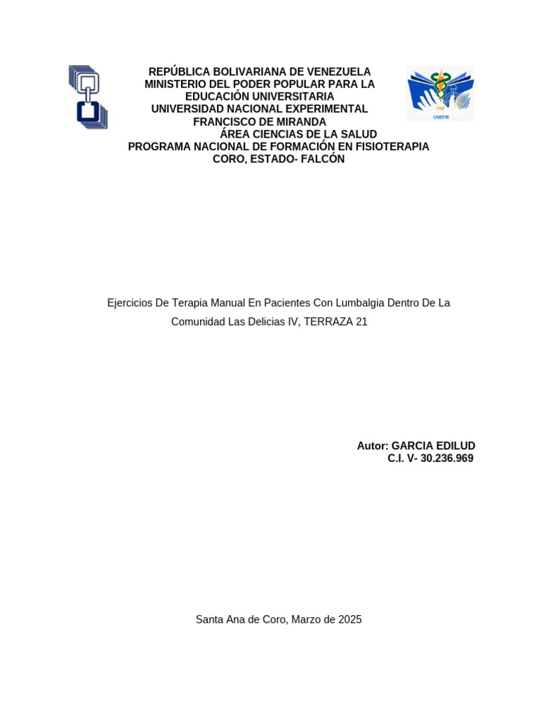 Socio Integrador Esquema de Proyecto CTG | PDF | Dolor lumbar | Medicina