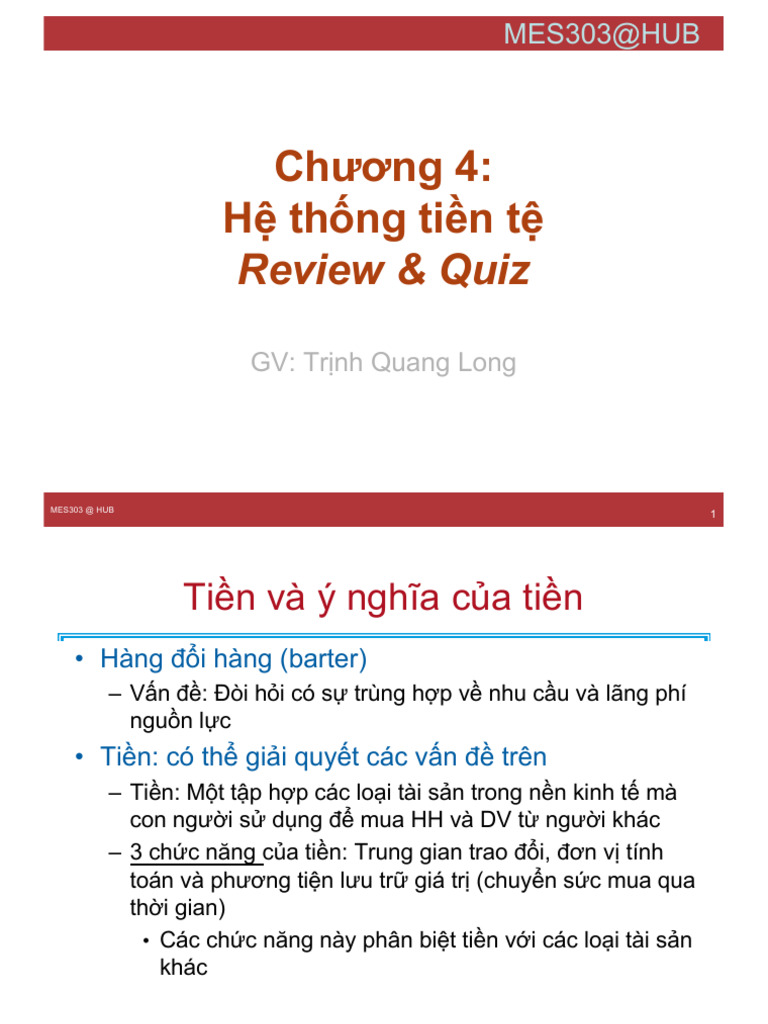 LongTQ - Chương 4 - Hệ thống tiền tệ - RQ - vsv | PDF