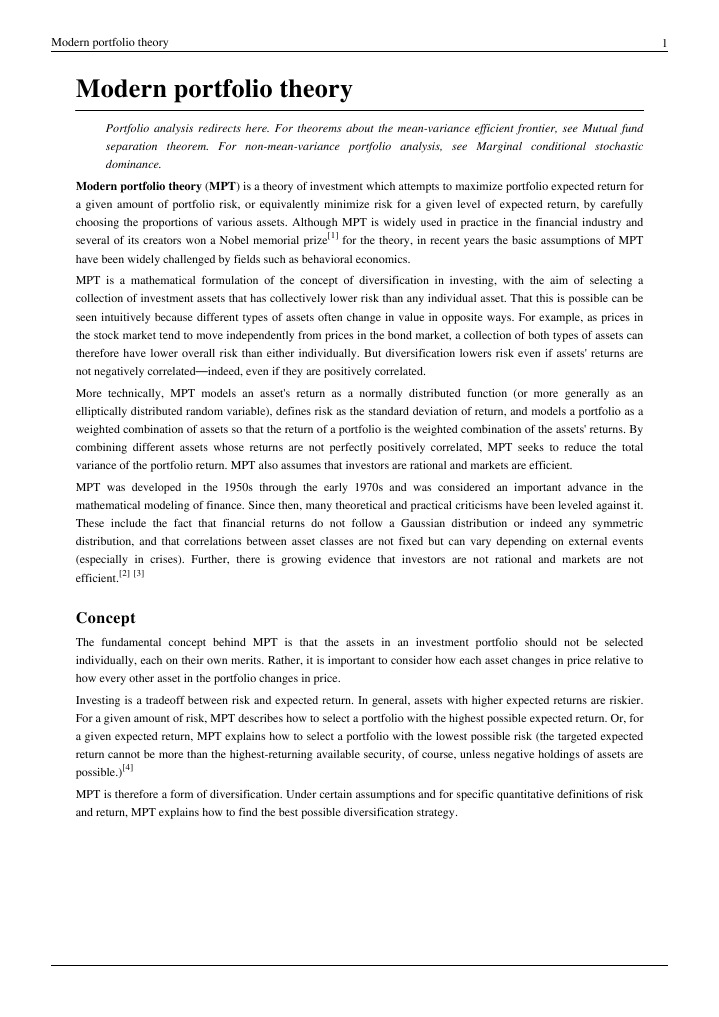 Modern Portfolio Theory | PDF | Modern Portfolio Theory | Capital Asset ...