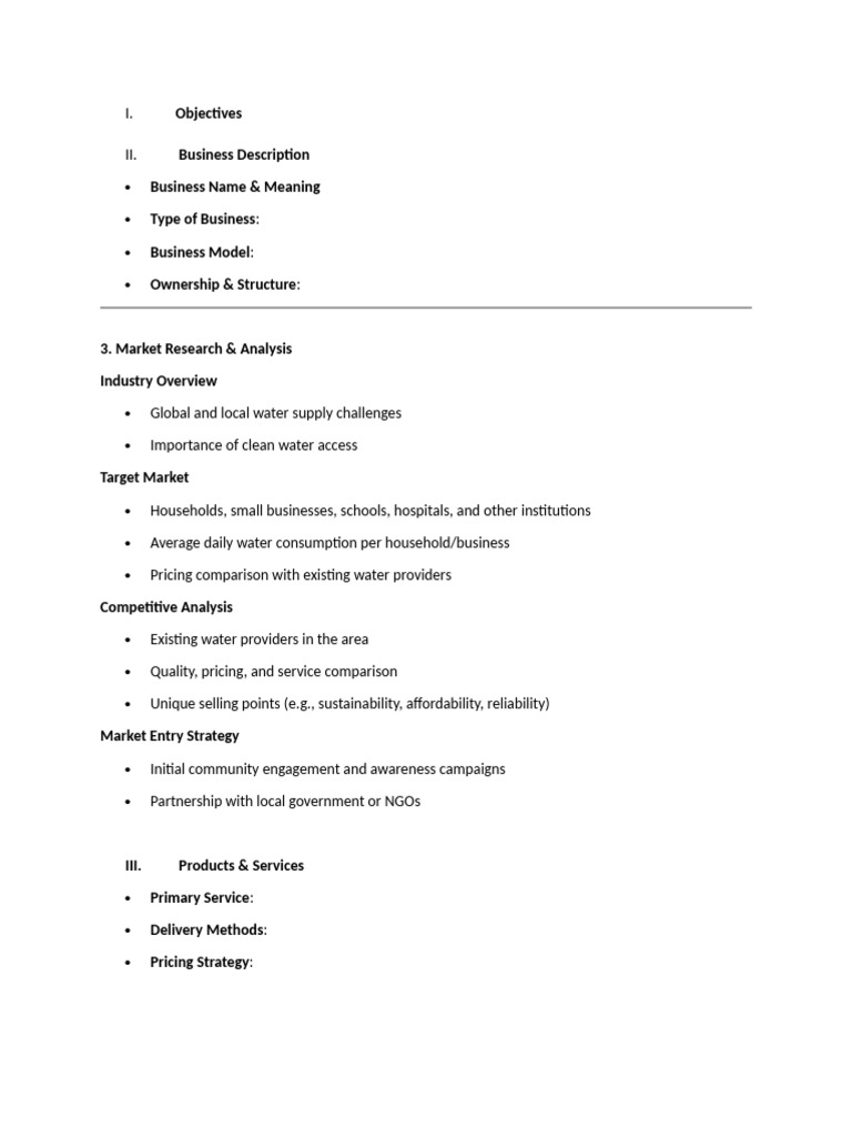 Water Supply Business Plan Overview | PDF