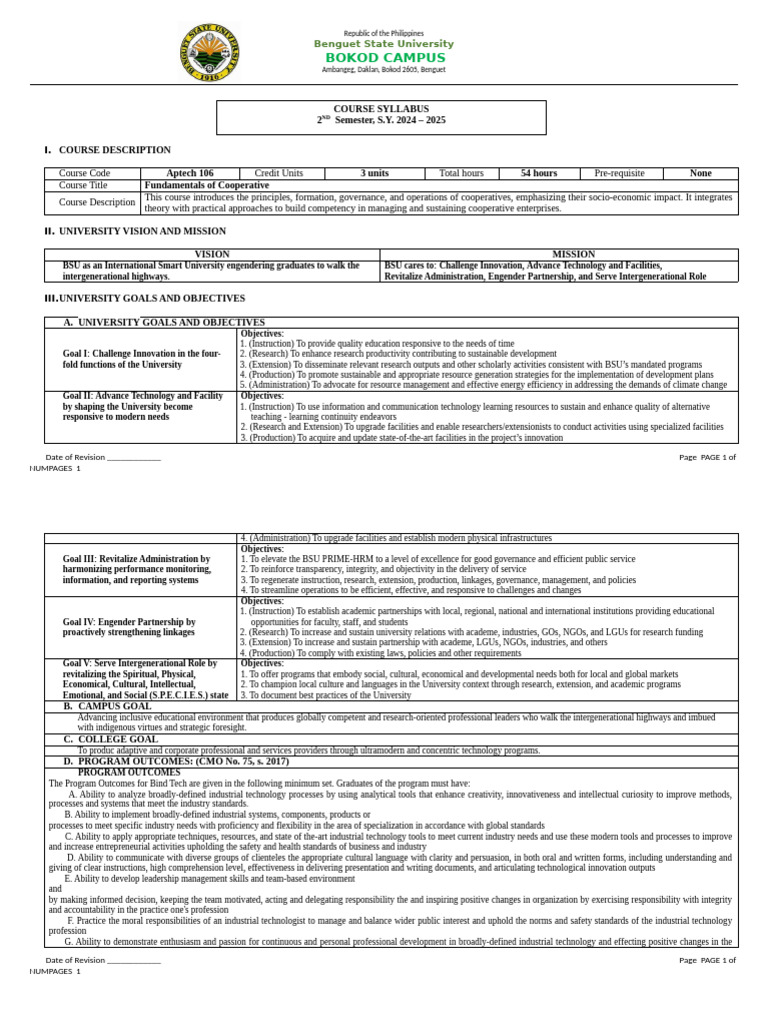 Fuundamentals of Cooperative Syllabus | PDF | Cooperative | Governance
