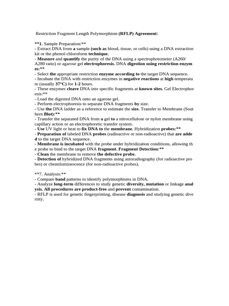 Restriction Fragment Length Polymorphism | PDF