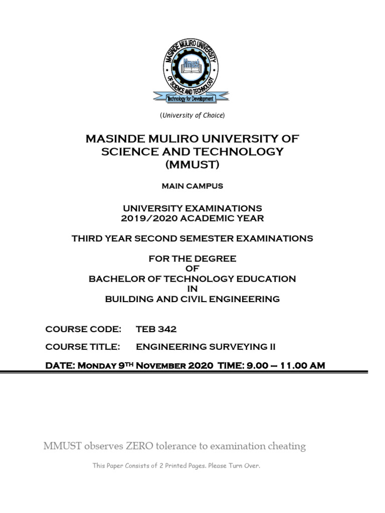 Teb 342_engineering Surveying II | PDF | Surveying