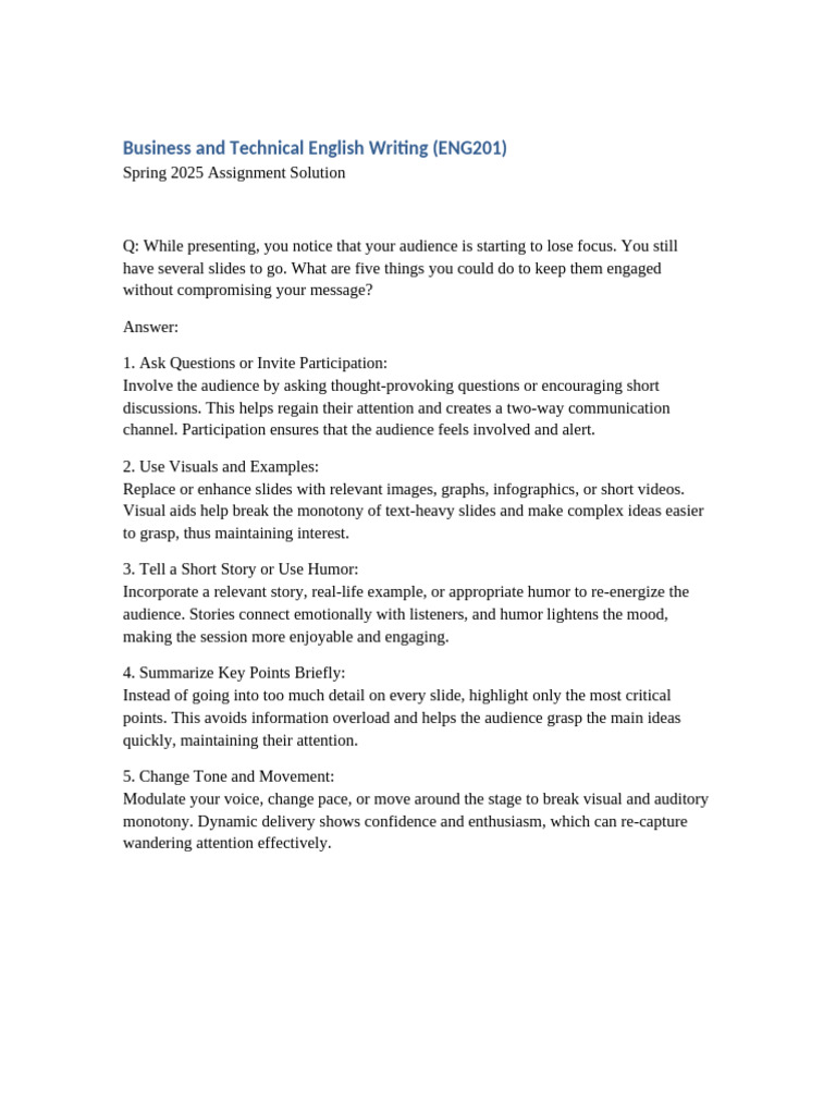 ENG201 Spring2025 Assignment Solution | PDF
